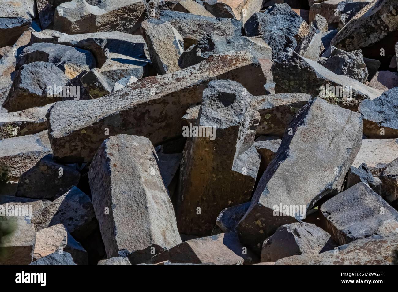 Basaltic columns created by cooling lava in Devils Postpile National ...