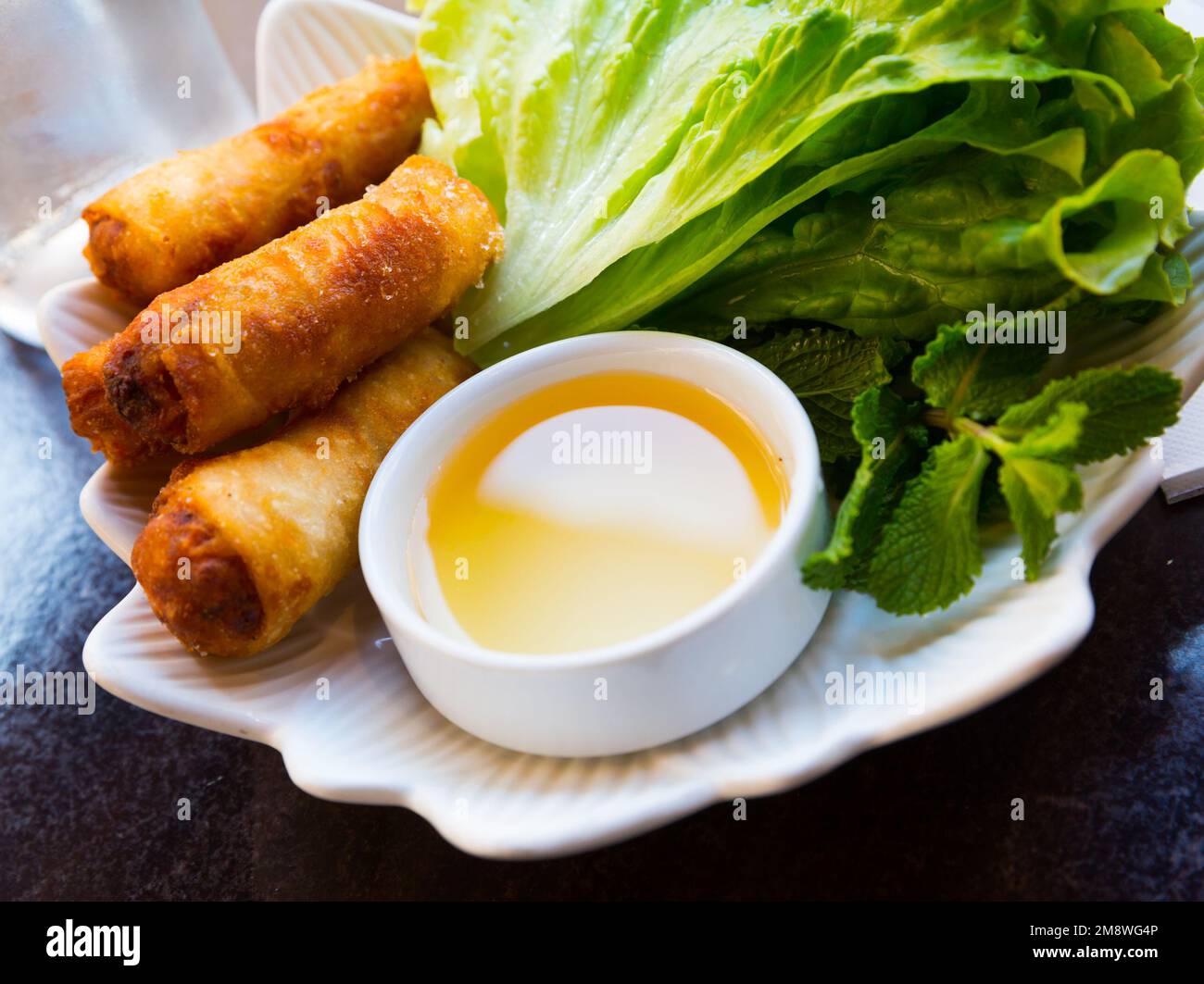 Deep-fried rolls Nems Stock Photo - Alamy