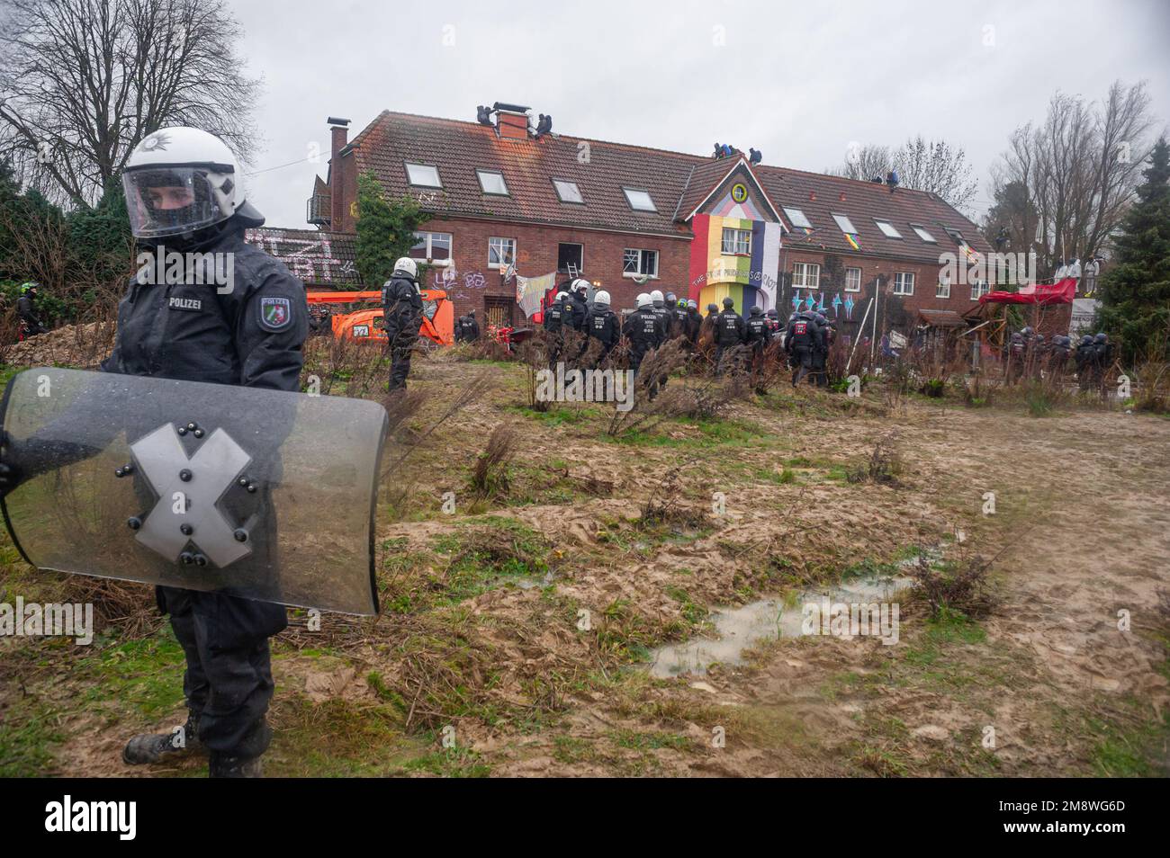 Lutzerath, Germany. 12th Jan, 2023. Police outside the main building ...