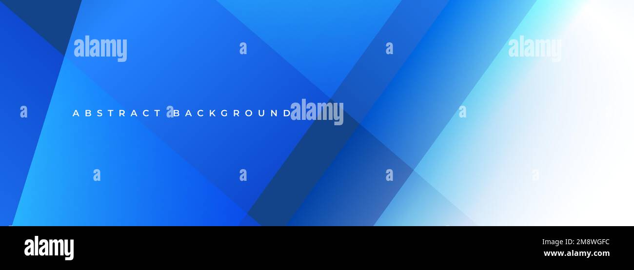 Blue modern abstract wide banner with geometric shapes abstract ...