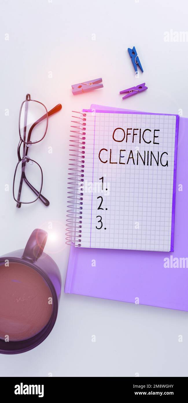 Text showing inspiration Office Cleaning. Internet Concept the action ...