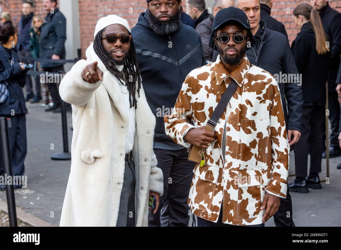 Milano, Italy. 14th Jan, 2023. Caleb McLaughlin (R) is seen at Fendi ...