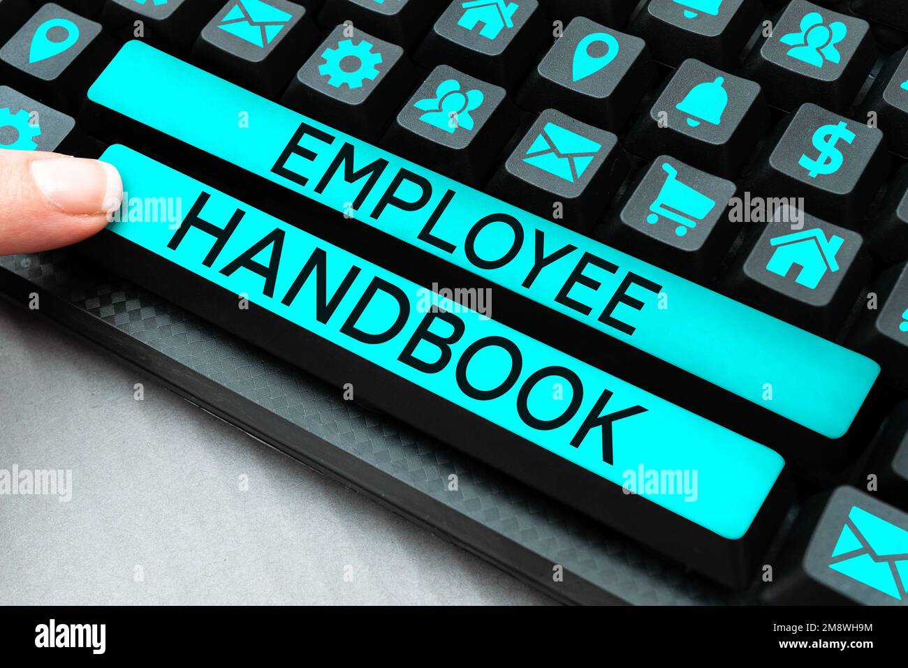 Hand writing sign Employee Handbook. Business overview Document that ...
