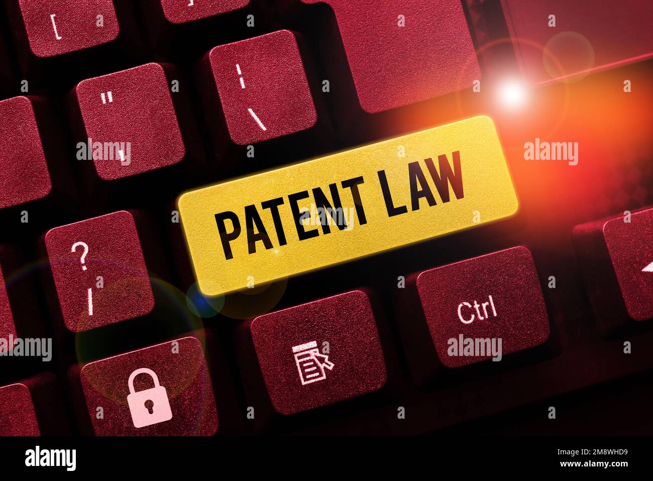 Inspiration showing sign Patent Law. Business overview deals with an ...