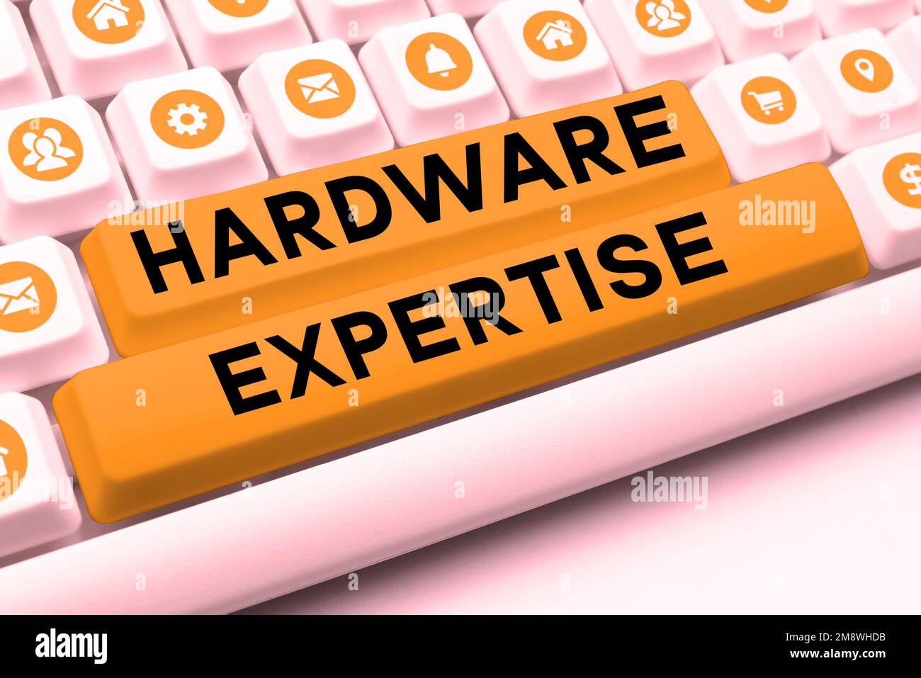 Text caption presenting Hardware Expertise. Business concept machines ...