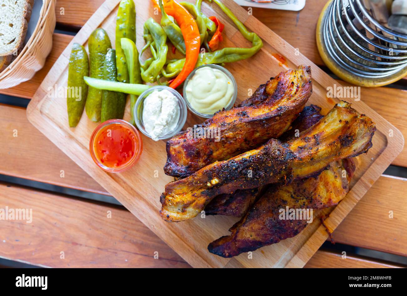 Czech grilled pork ribs (Pecena veprova zebra Stock Photo - Alamy
