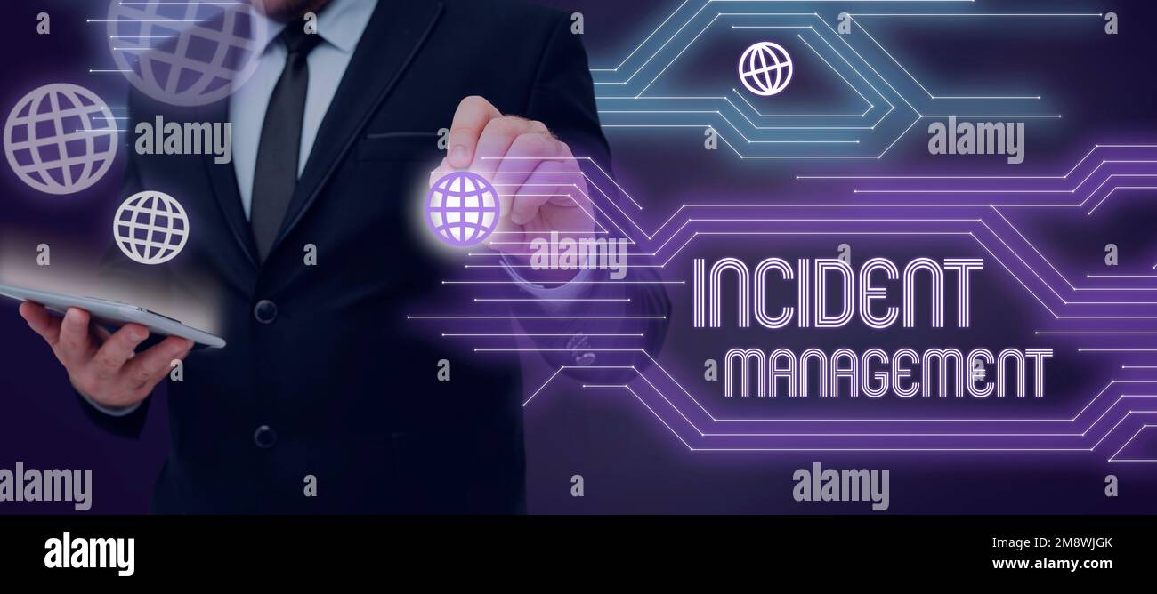 Hand writing sign Incident Management. Internet Concept Process to ...