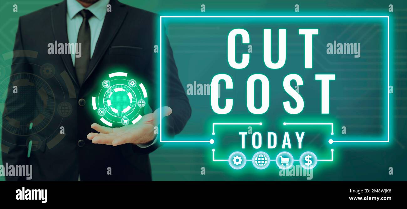 Conceptual display Cut Cost. Word Written on Measures implemented to ...