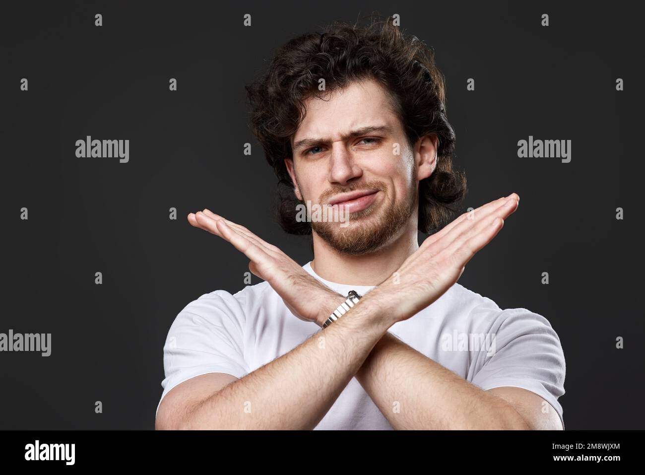 Stop gesture man crossed hi-res stock photography and images - Alamy