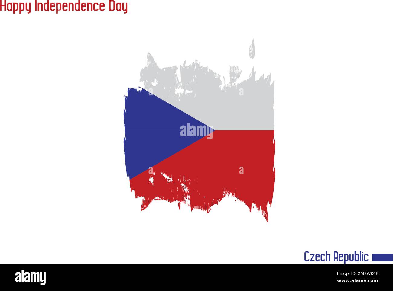 Flag of Czech Republic Watercolor Grunge Brush Stroke Design Stock ...