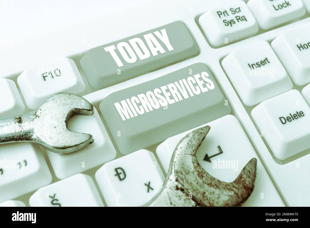 Hand writing sign Microservices. Business overview Software development technique Building ...