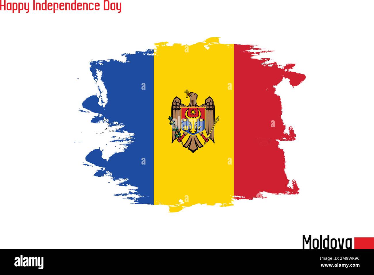 Moldova National Flag Artistic Grunge Brush Stroke Concept Vector ...