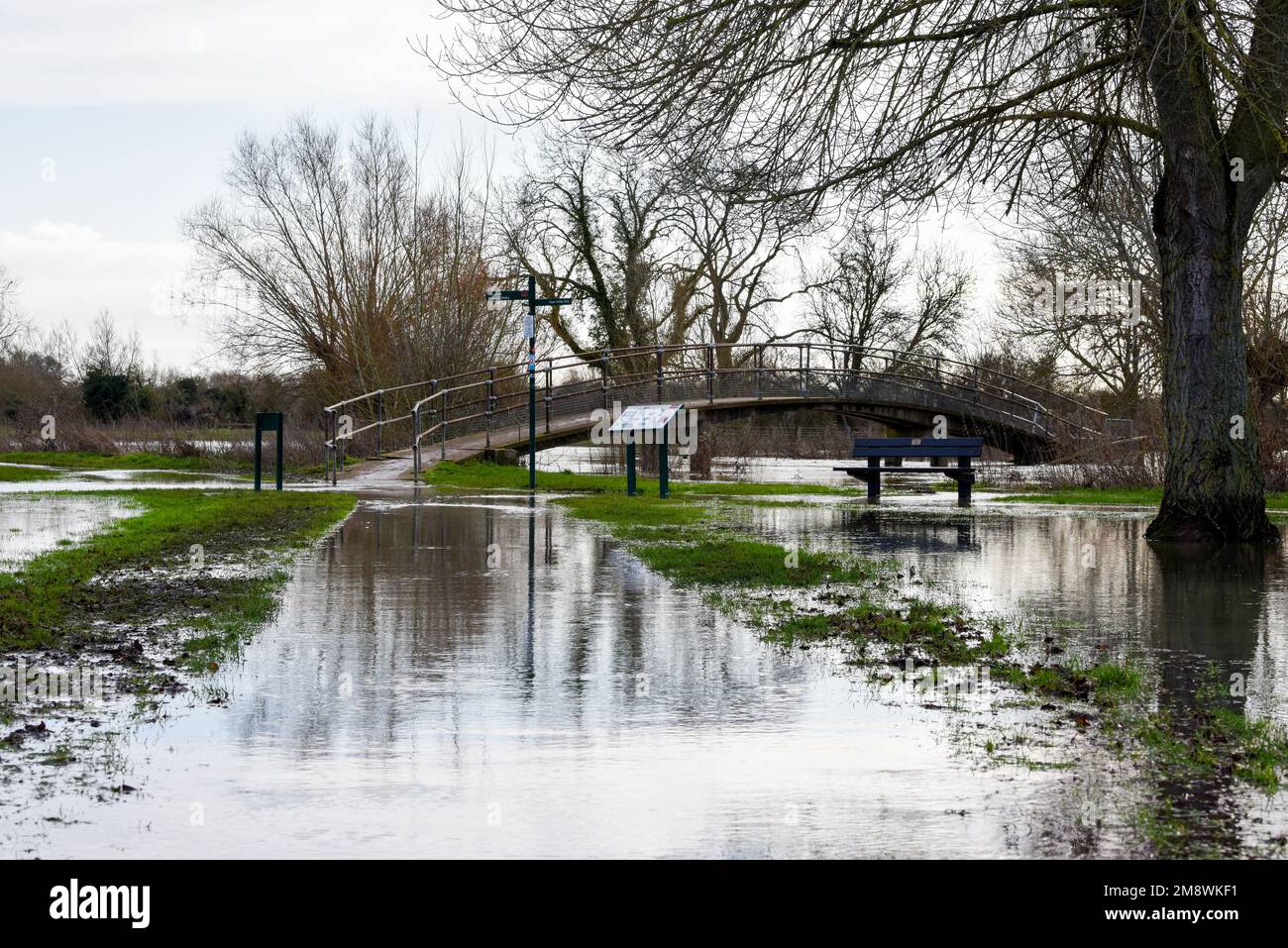 Flood water in a public park after the river banks burst from heavy ...