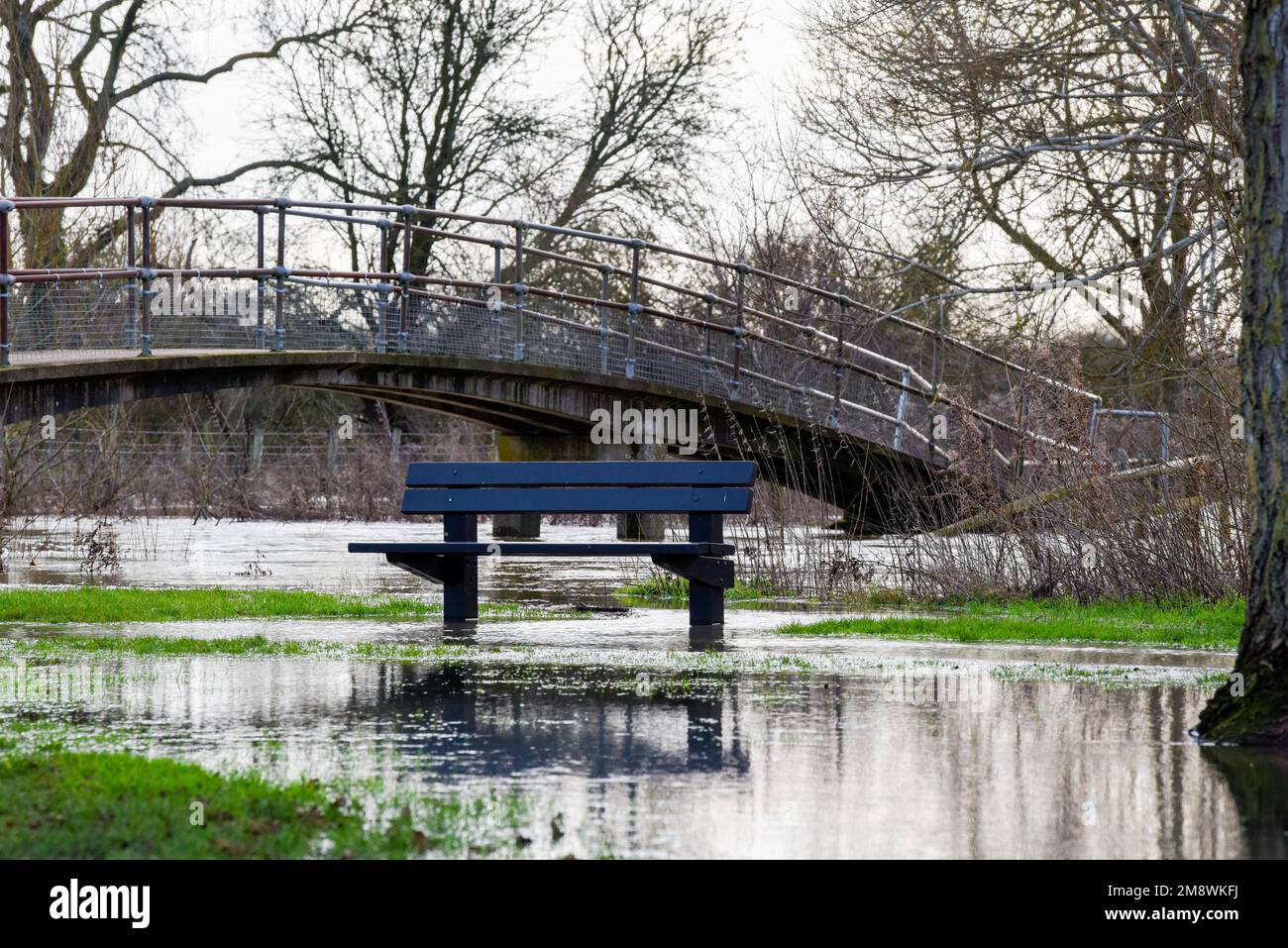 Flood water in a public park after the river banks burst from heavy ...