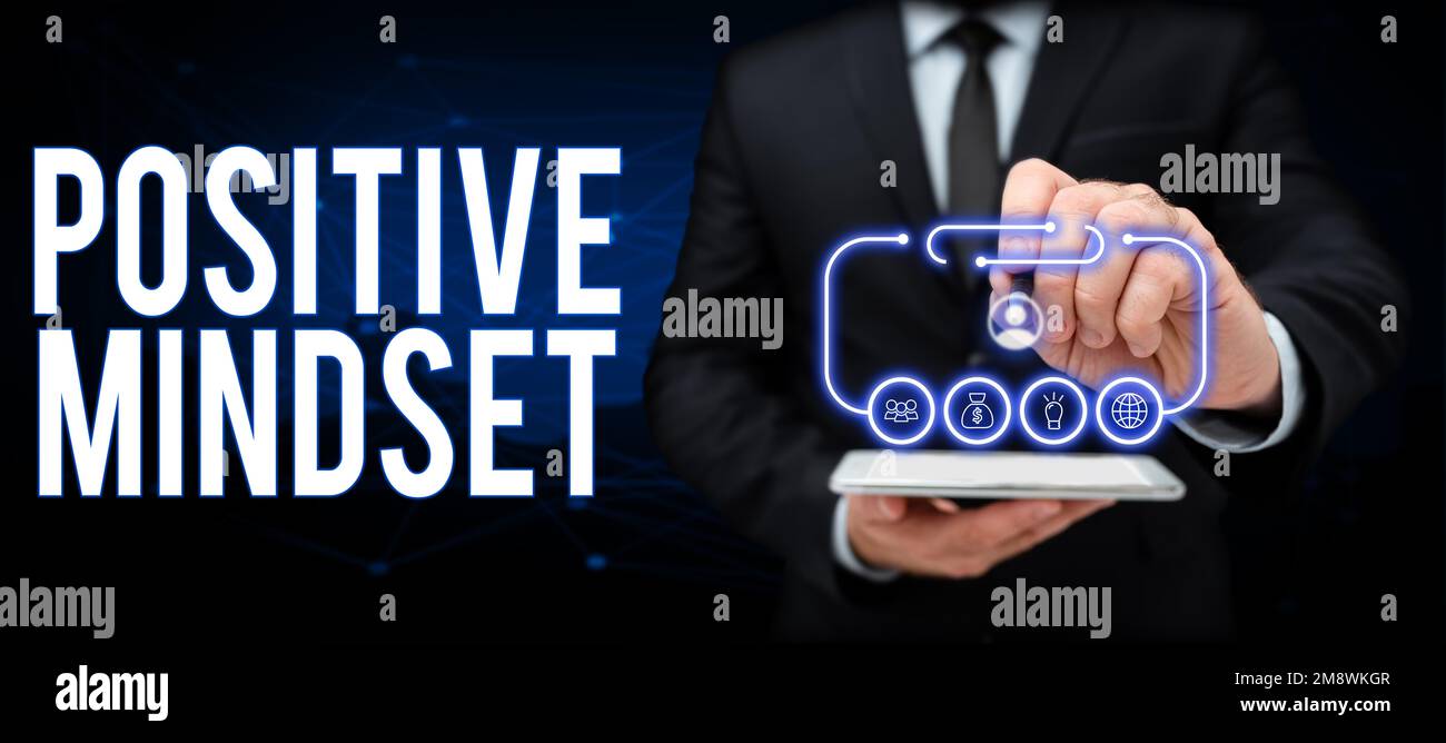 Conceptual caption Positive Mindset. Business overview mental and ...