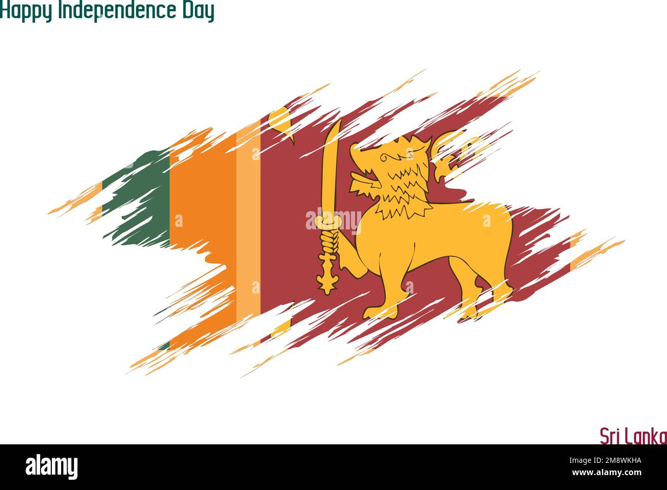 National Flag Flag of Sri Lanka Stock Vector Drawn with Brush Strokes ...