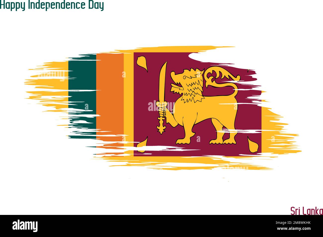 National Flag Flag of Sri Lanka Stock Vector Drawn with Brush Strokes ...