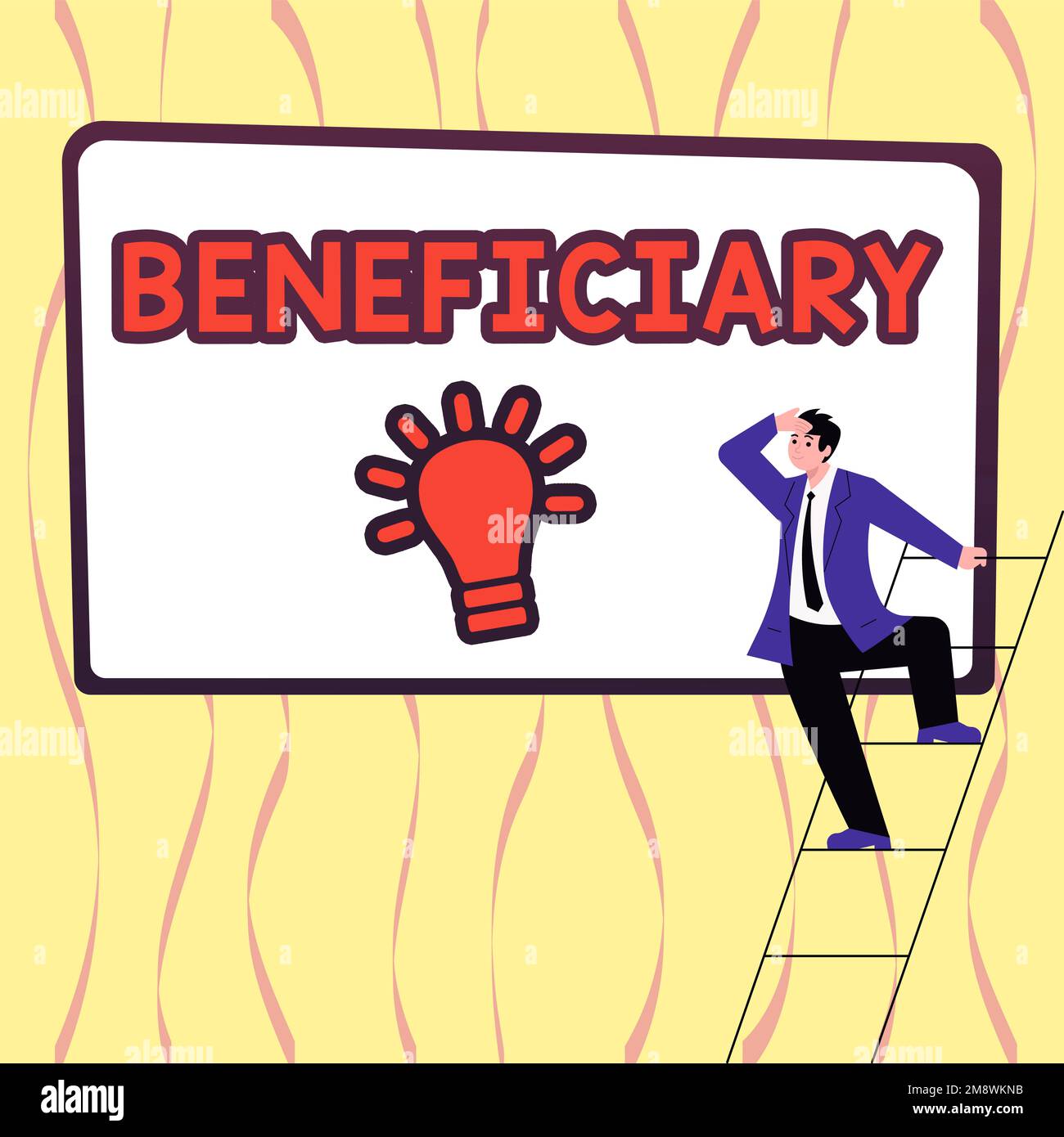 Text sign showing Beneficiary. Word for a person or thing that receives ...