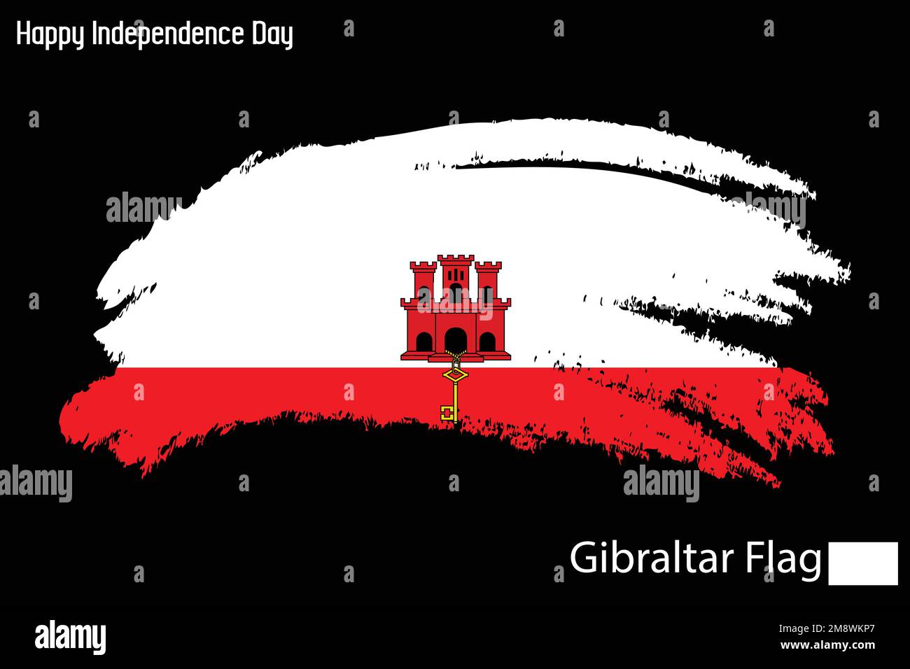Gibraltar National Flag Artistic Grunge Brush Stroke Concept Vector ...
