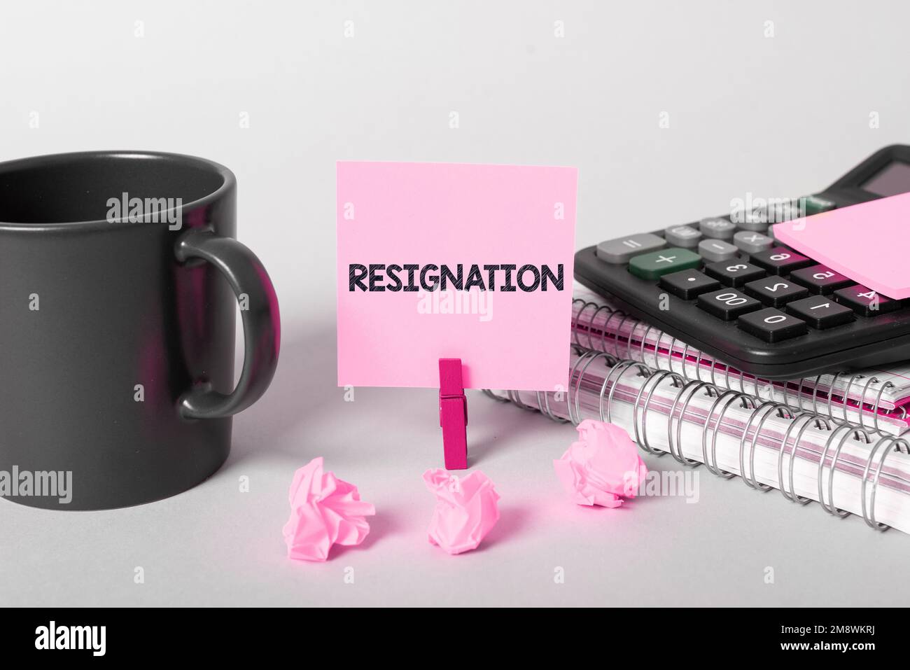 Text caption presenting Resignation. Business showcase act of giving up ...
