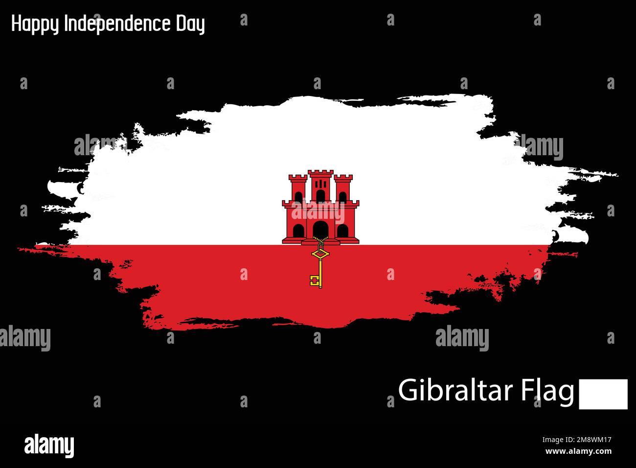 Gibraltar National Flag Artistic Grunge Brush Stroke Concept Vector ...