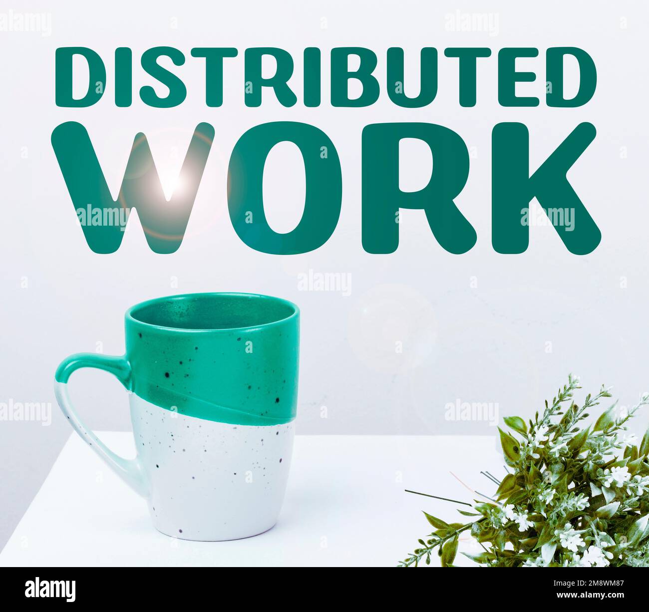 Conceptual display Distributed Work. Business overview practiced by enterprises using network ...