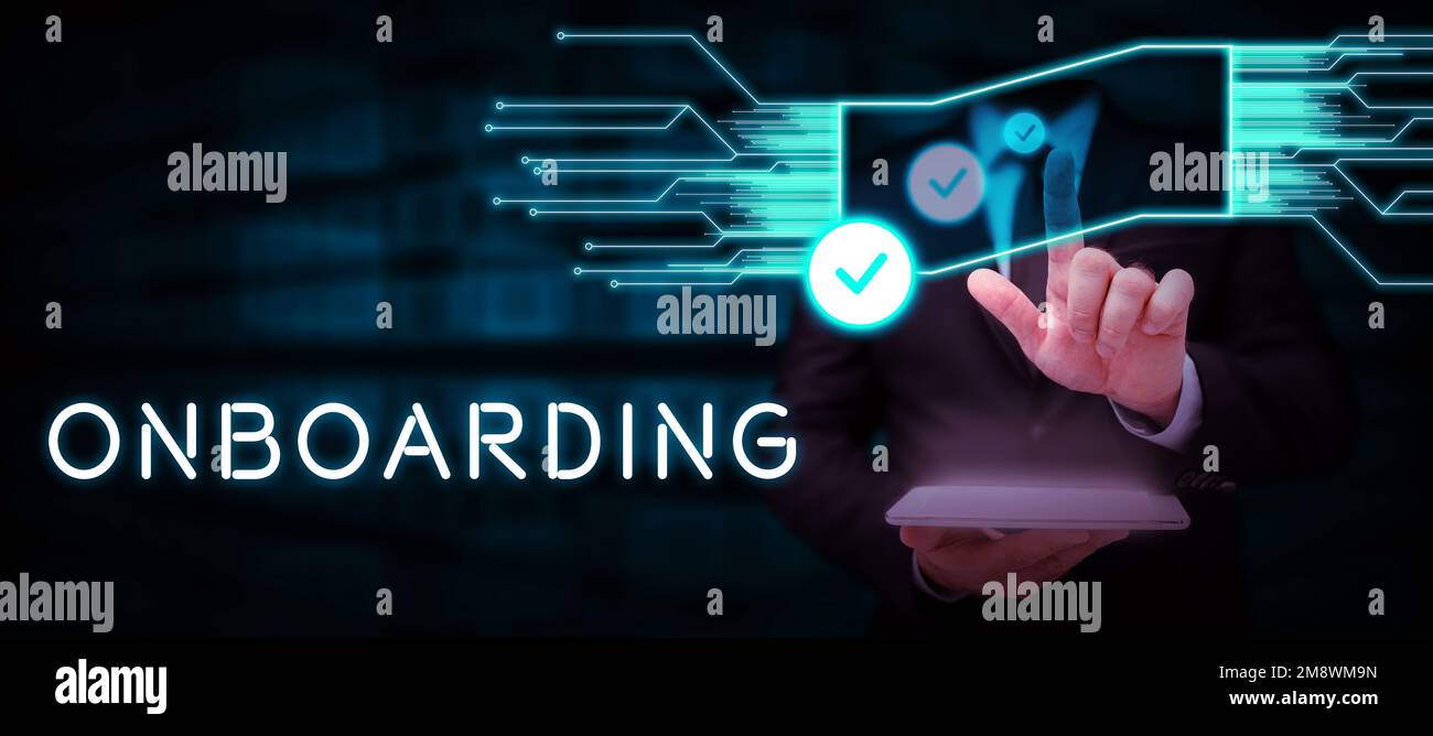Handwriting text Onboarding. Internet Concept Action Process of integrating a new employee into ...