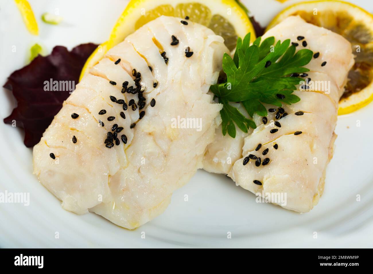 Boiled merluccius fillets Stock Photo - Alamy