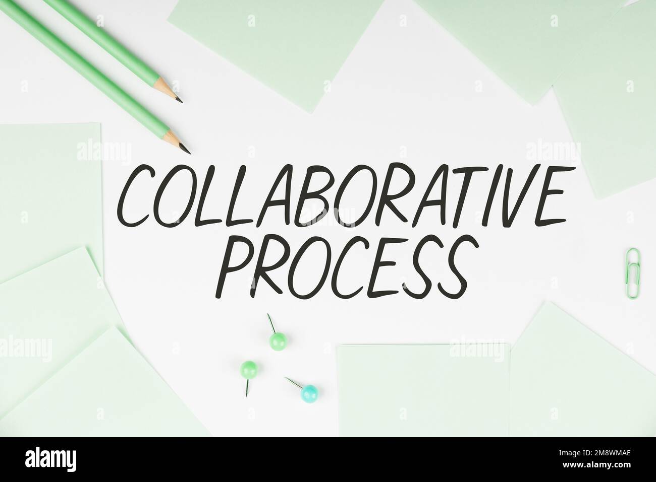 Hand writing sign Collaborative Process. Concept meaning people and ...