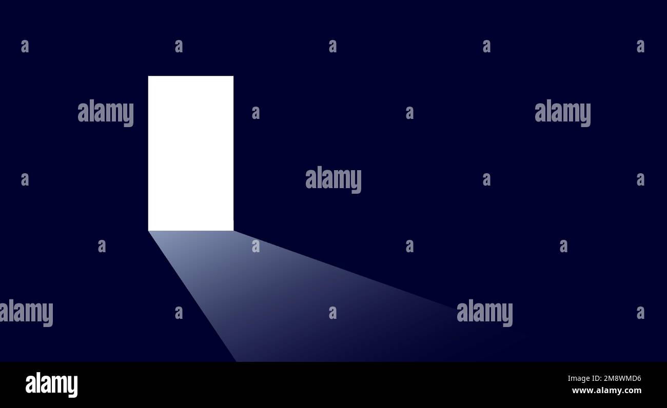 Open doorway with light. Flat vector illustration isolated on black ...
