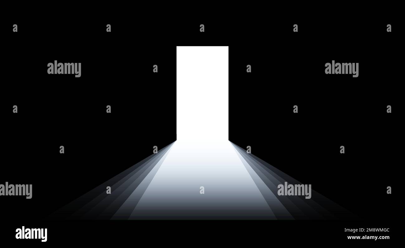 Dark room, light through open door. Flat vector illustration isolated ...