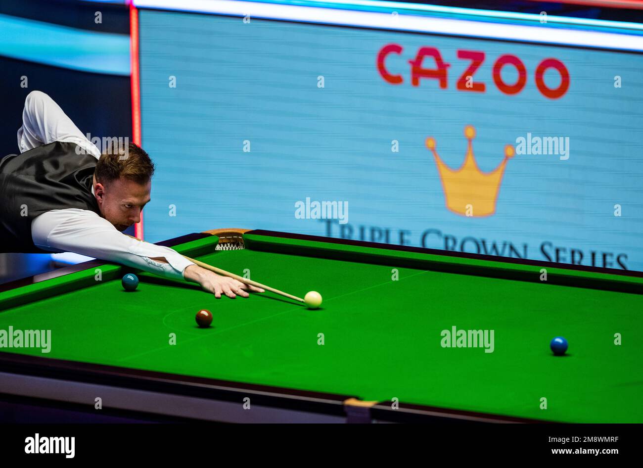 Judd Trump in action during day eight of the Cazoo Masters at Alexandra ...