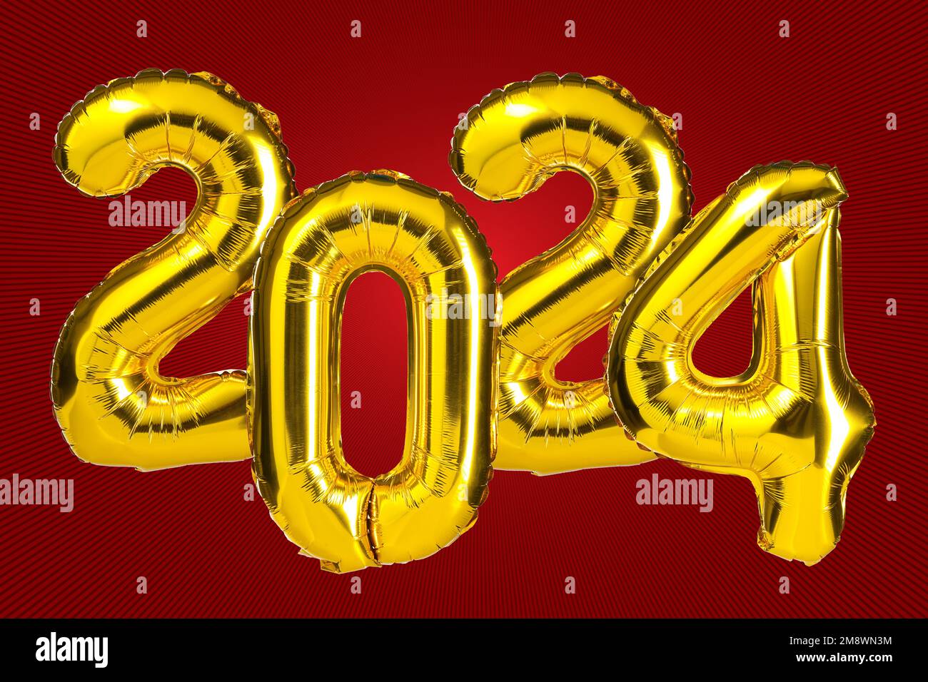 New Year 2024 celebration. Golden Yellow foil color balloons. 2024 ...