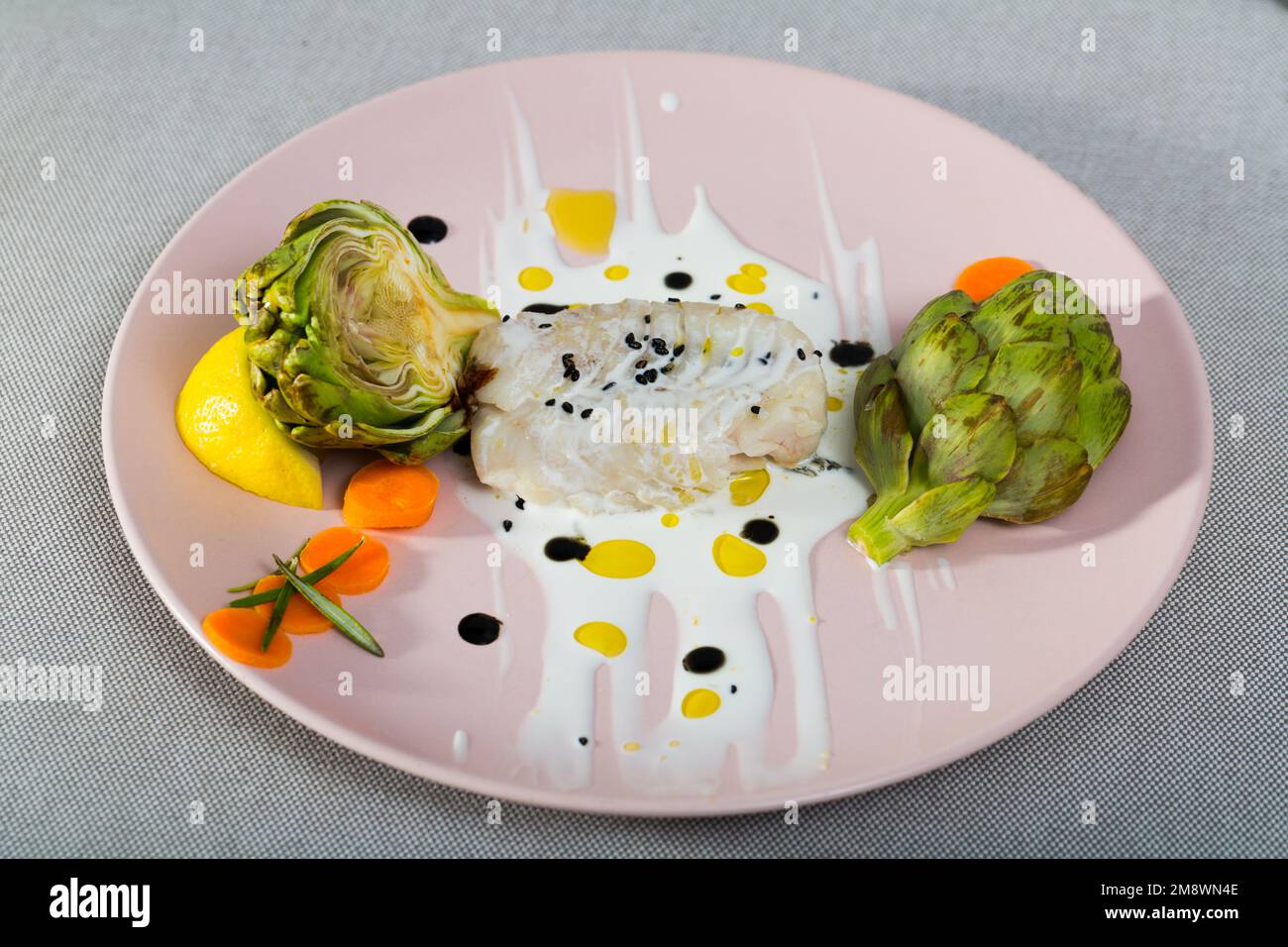Recipe of stewed hake Provencal Stock Photo - Alamy