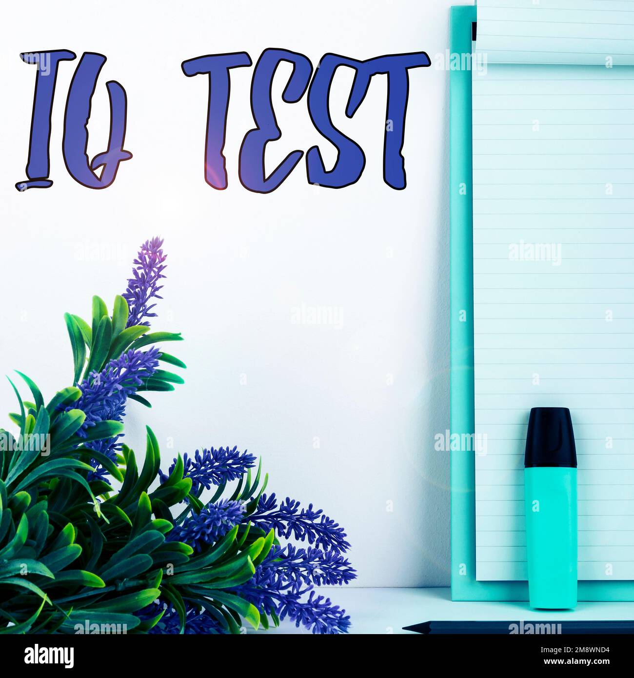 Text caption presenting Iq Test. Word for attempt to measure your ...