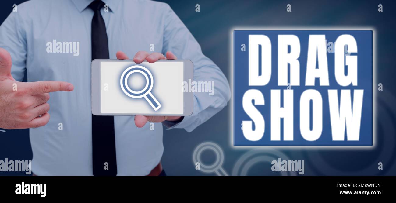 Text caption presenting Drag Show. Word for competitive event where two ...