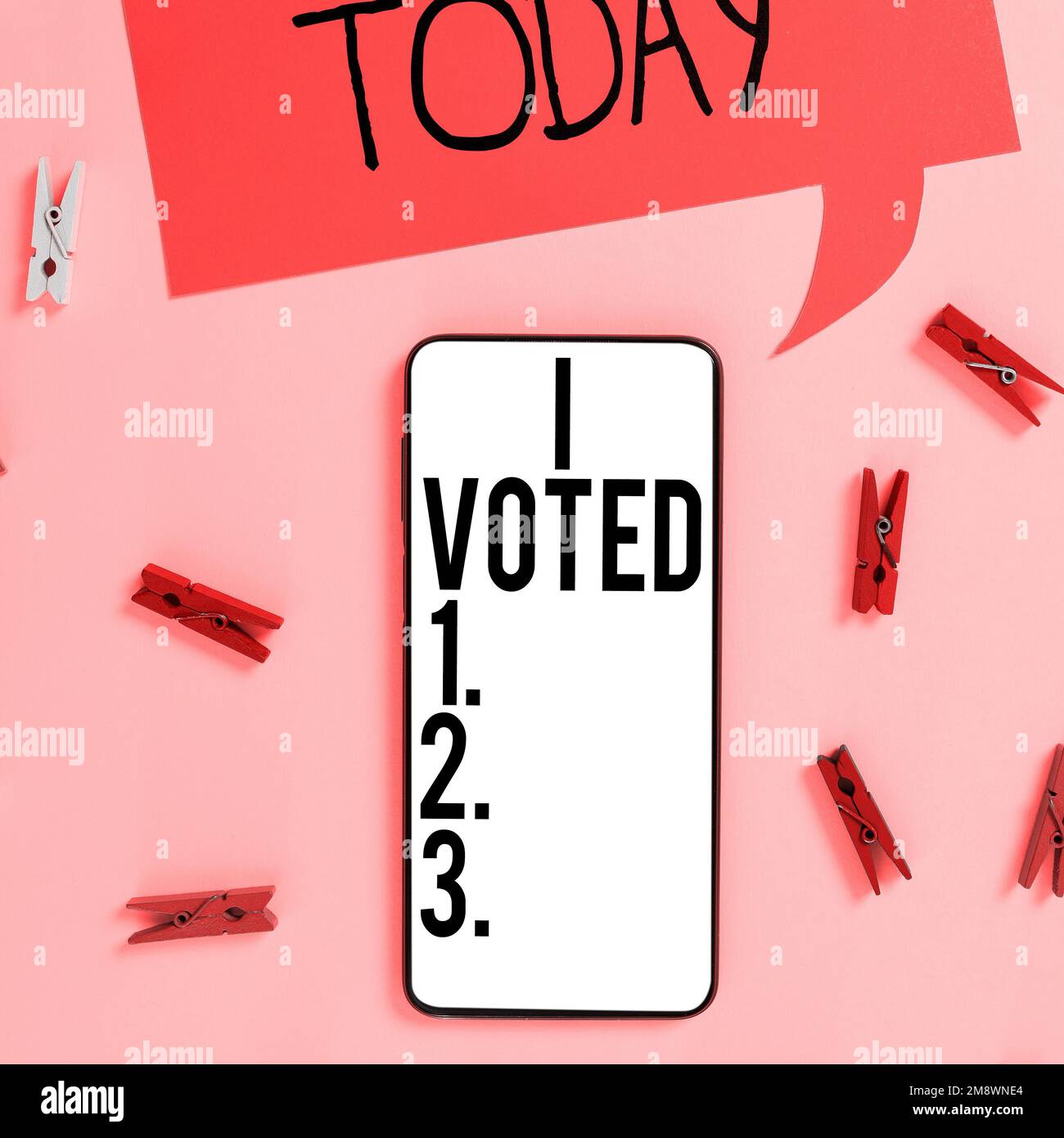 Hand writing sign I Voted. Business showcase indication of a choice ...