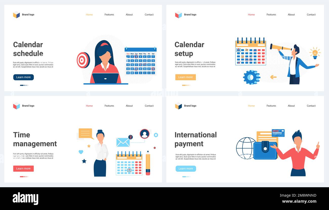Time management, planning projects and business schedule, agenda set ...