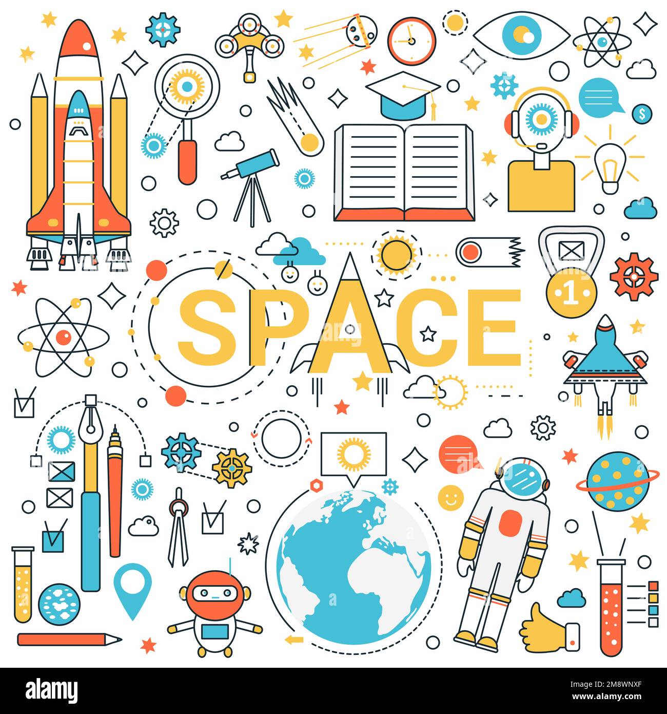 Space exploration expedition. Astronomy science, spaceship craft, solar ... Space exploration expedition. Astronomy science, spaceship craft, solar ...
