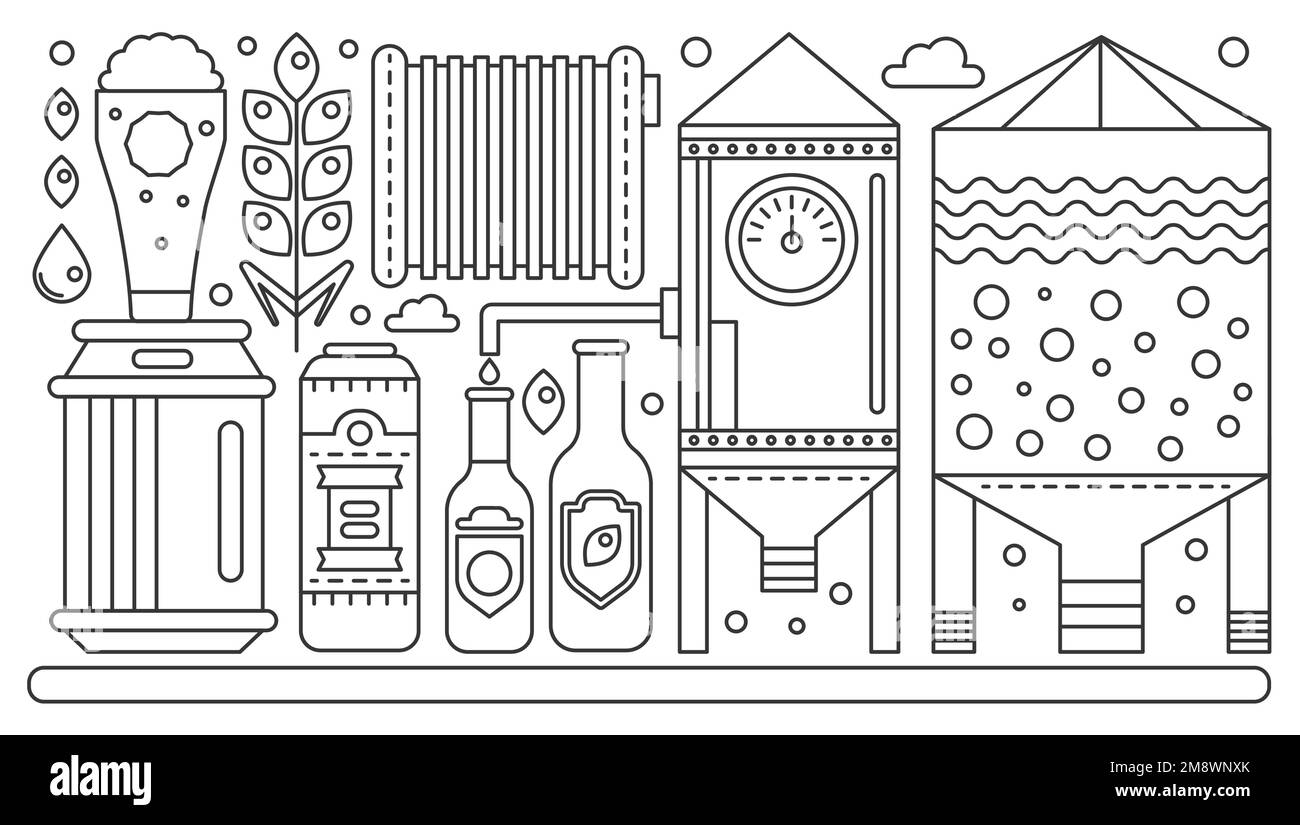 Beer industrial brewing process, brewery factory production design ...