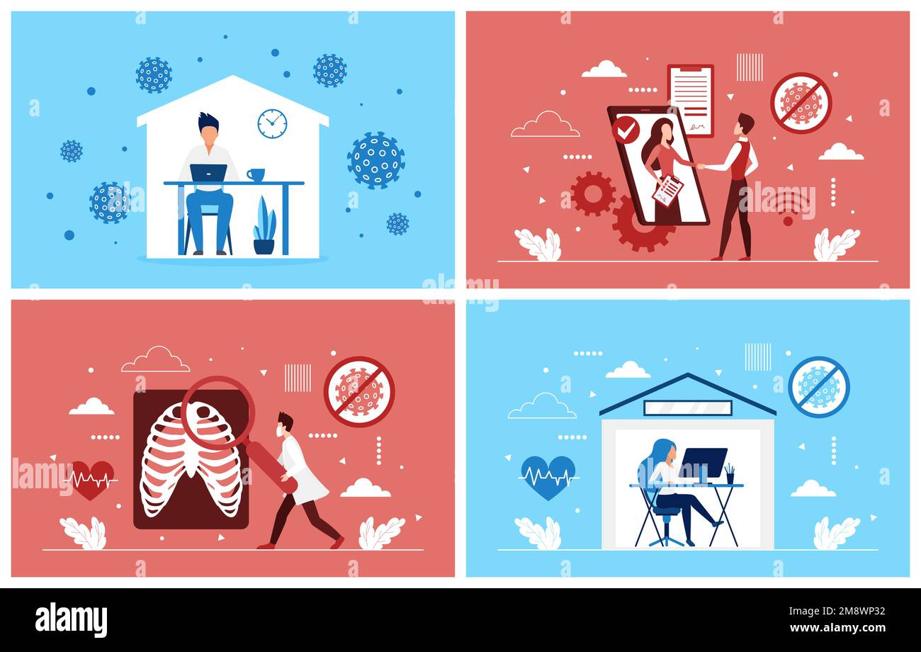 Work from home during pandemic. Covid quarantine isolation, online ...