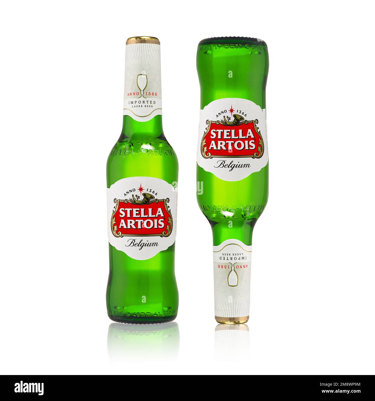 Tallinn, Estonia -January, 2023 Bottle of Stella Artois beer on ...