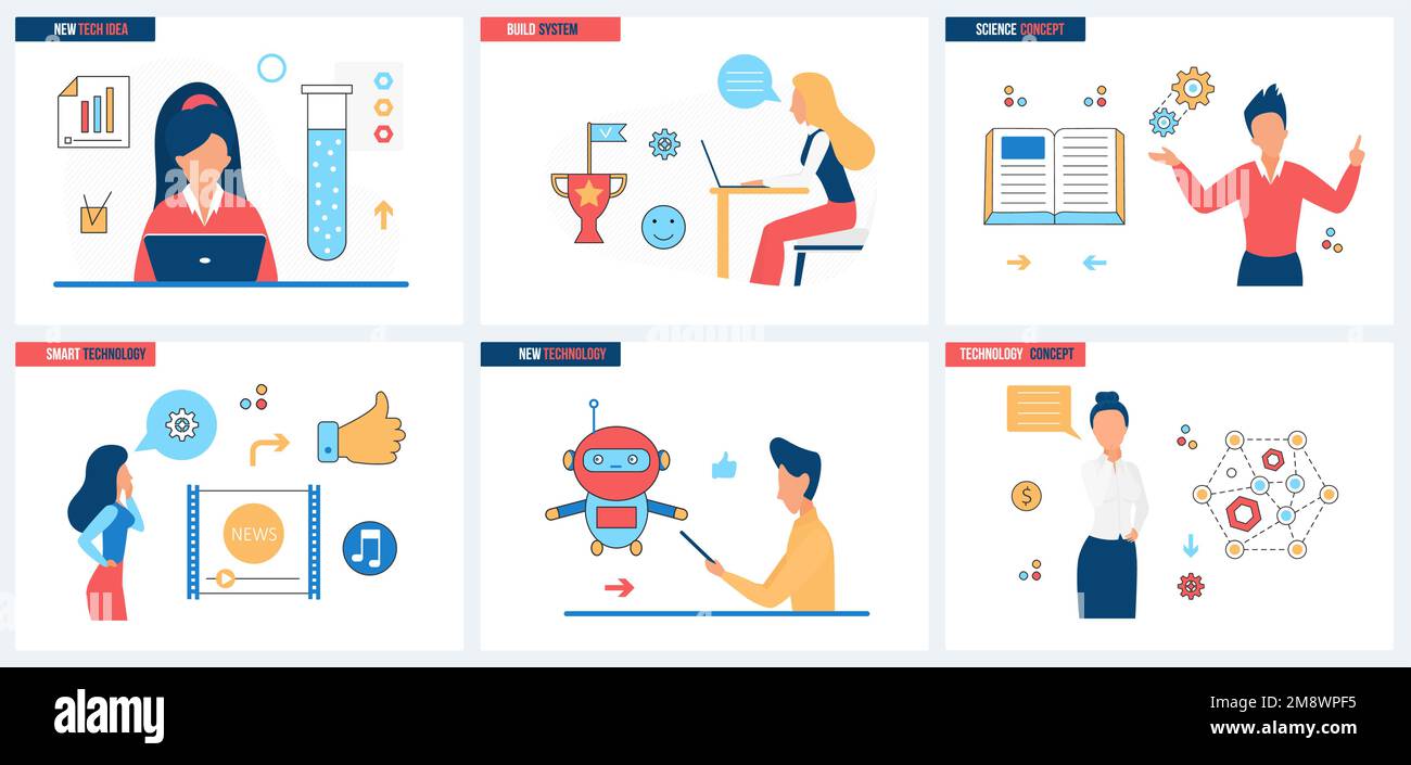 Building modern systems and new smart technology, new tech idea set ...