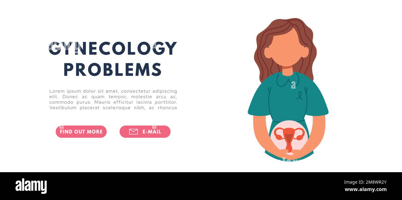 Woman health. Pain in uterus. Gynecology problems.Flat vector isolated ...
