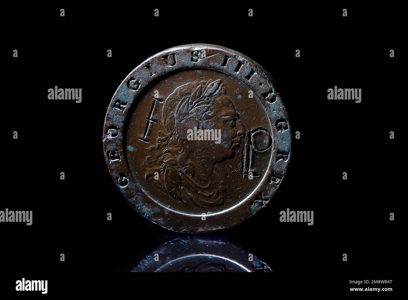 King George III Britannia Penny with the initials EP engraved onto the ...