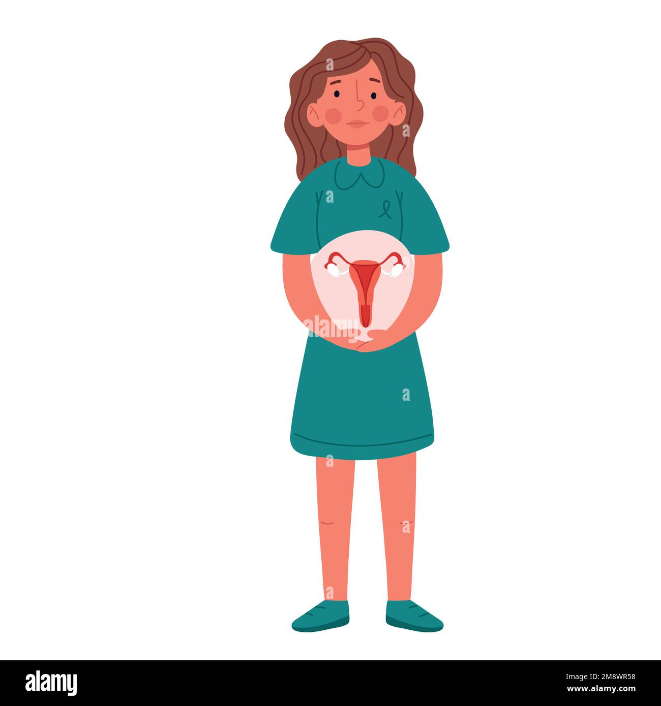 Woman health. Cervical cancer. Gynecology problems.Flat vector isolated ...