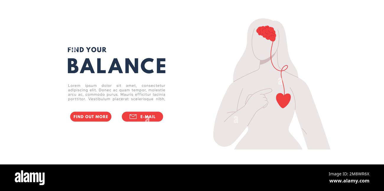 Brain and heart harmony. Mind balans with love. Psychiatry concept ...