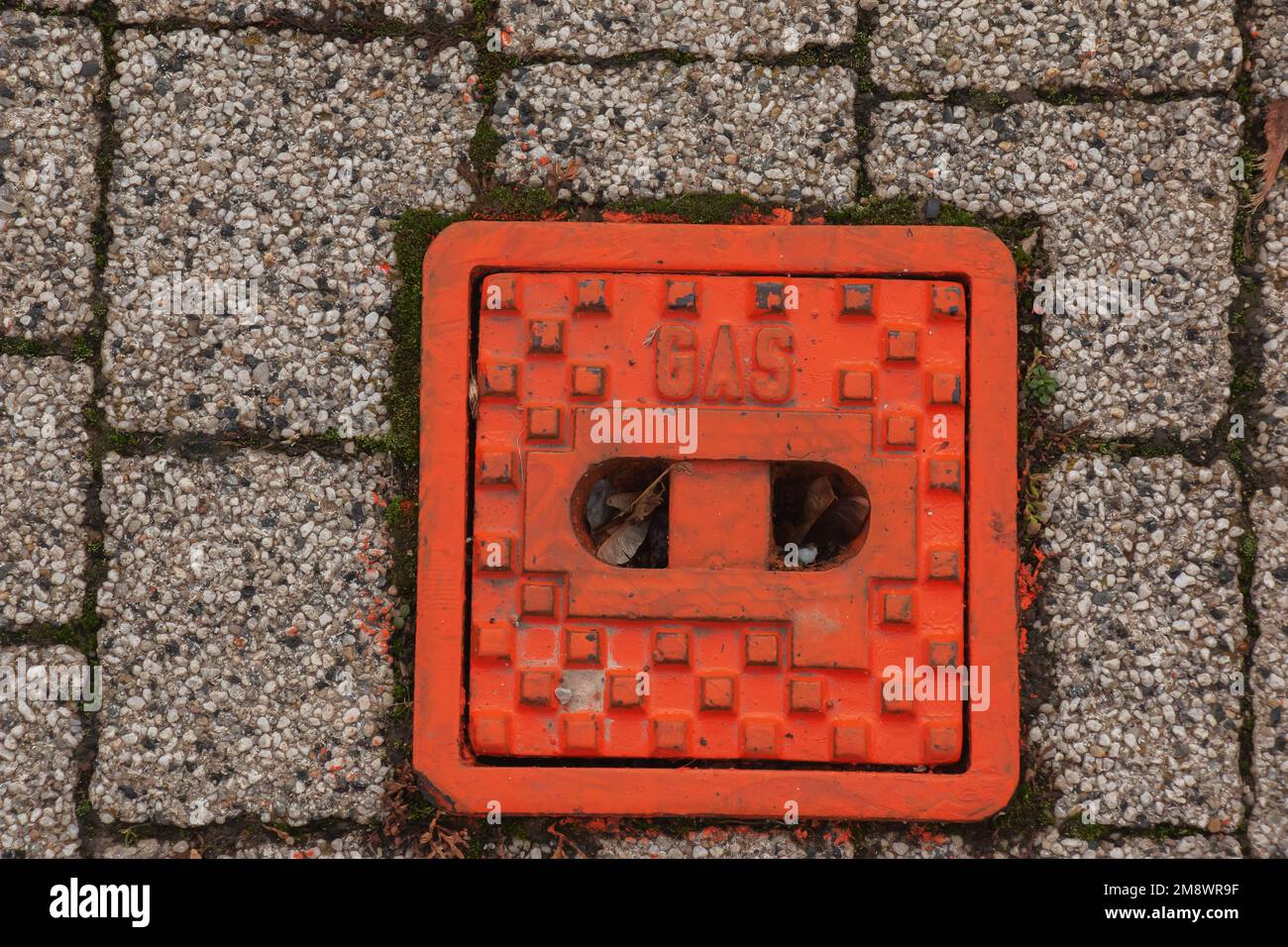 Manhole cover of the gas pipeline system. A massive metal hatch for ...