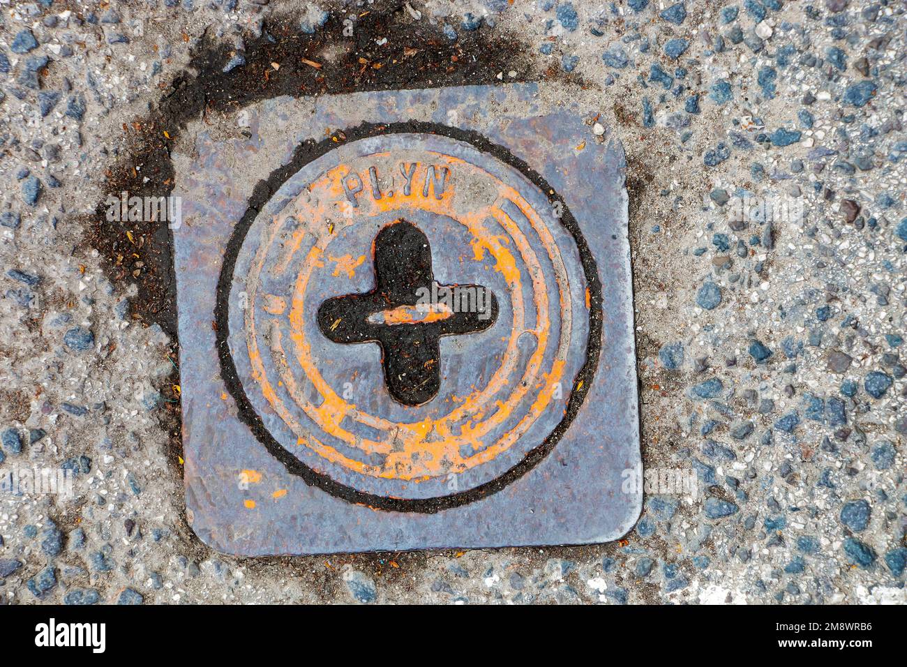 Manhole cover of the gas pipeline system. A massive metal hatch for ...