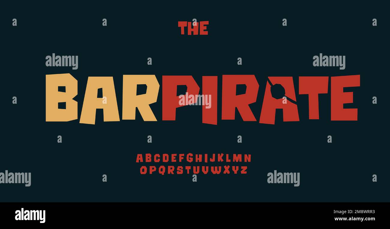 Fun cutout alphabet, funny cartoon font, chopped bold letters, abgular ...